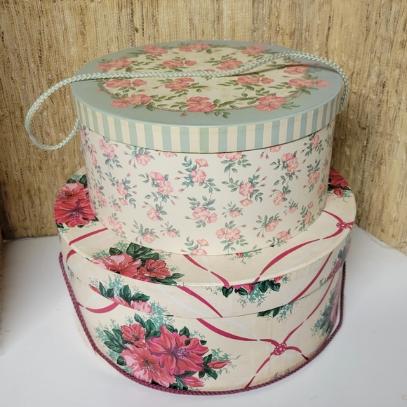 Storage & Organization | Lot Of 2 Vintage Hat Storage Boxes Floral ...